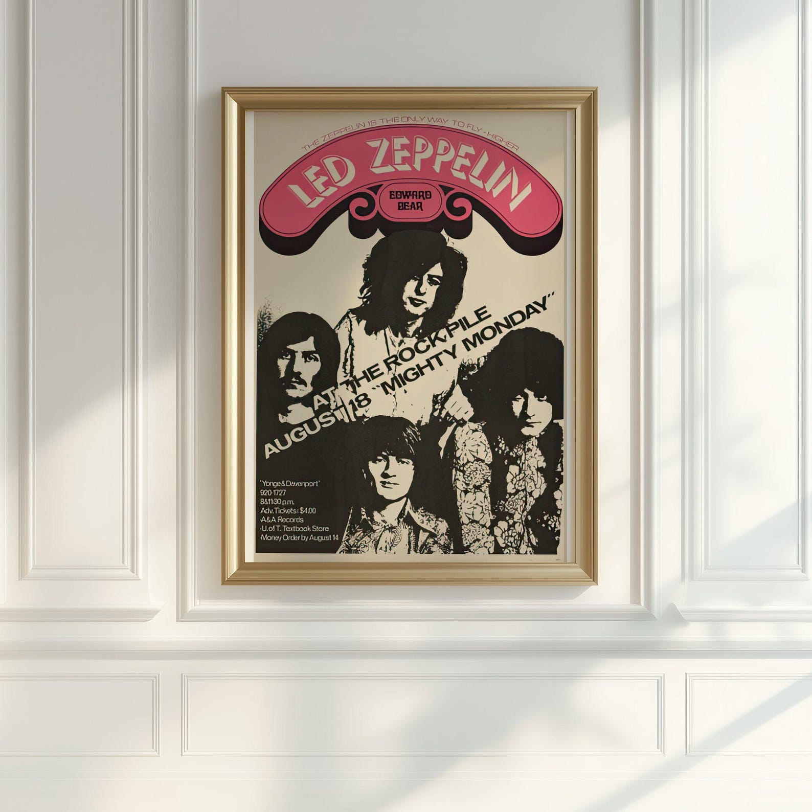 Led Zeppelin Vintage Poster, Retro Concert Wall Art, Rock Band Print ...