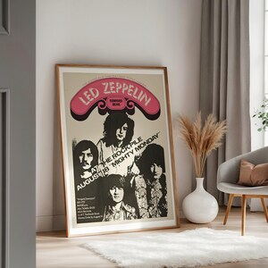 Led Zeppelin Vintage Poster, Retro Concert Wall Art, Rock Band Print ...