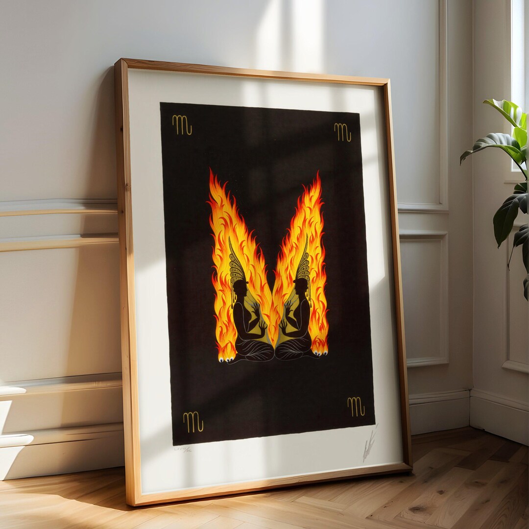 Buddha Meditation Wall Art, Zen Buddhist Flame Poster, Mindfulness ...