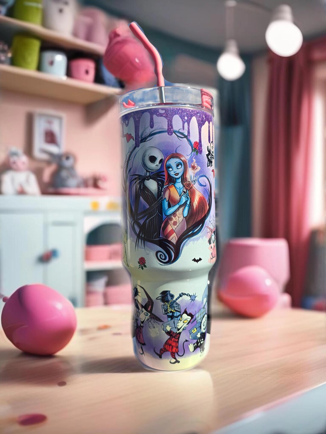 Jack & Sally NBC 40oz Tumbler - Multi Color Shimmer Tumbler - Nightmare ...