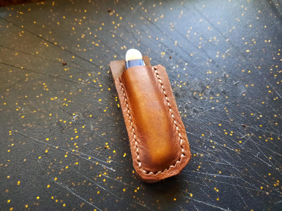 Handmade Leather Pocket Knife Slip: Custom Size Sheath - Etsy