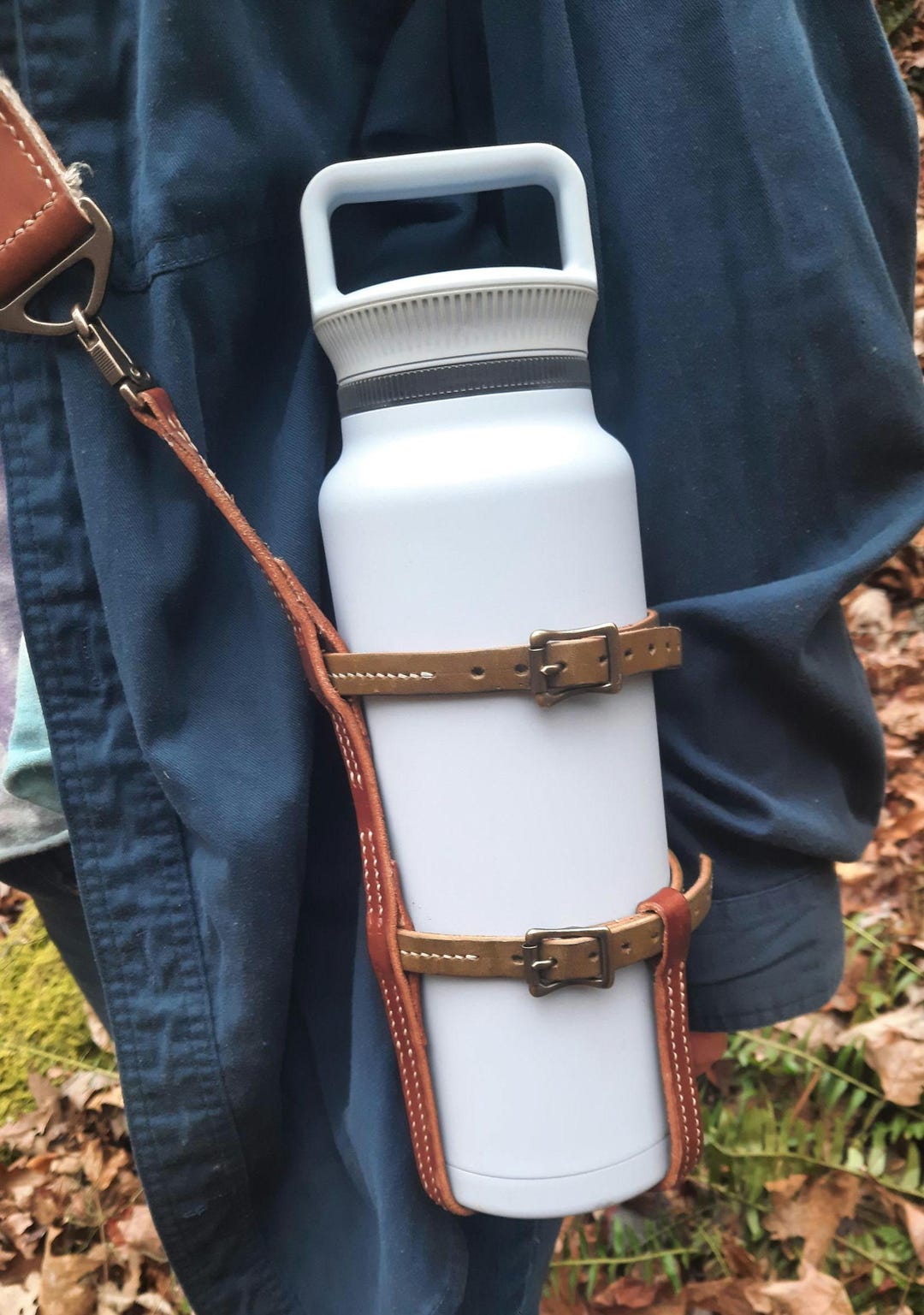 Adjustable Leather Water Jug Holder With Shoulder Strap, Brass Hardware ...