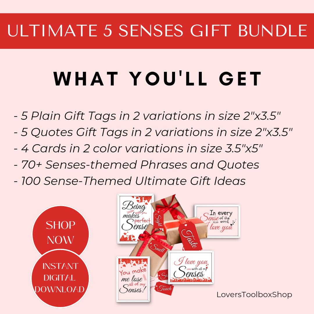 5 Senses Gift Tags, Cards & Ideas - Gift for Boyfriend, Girlfriend ...