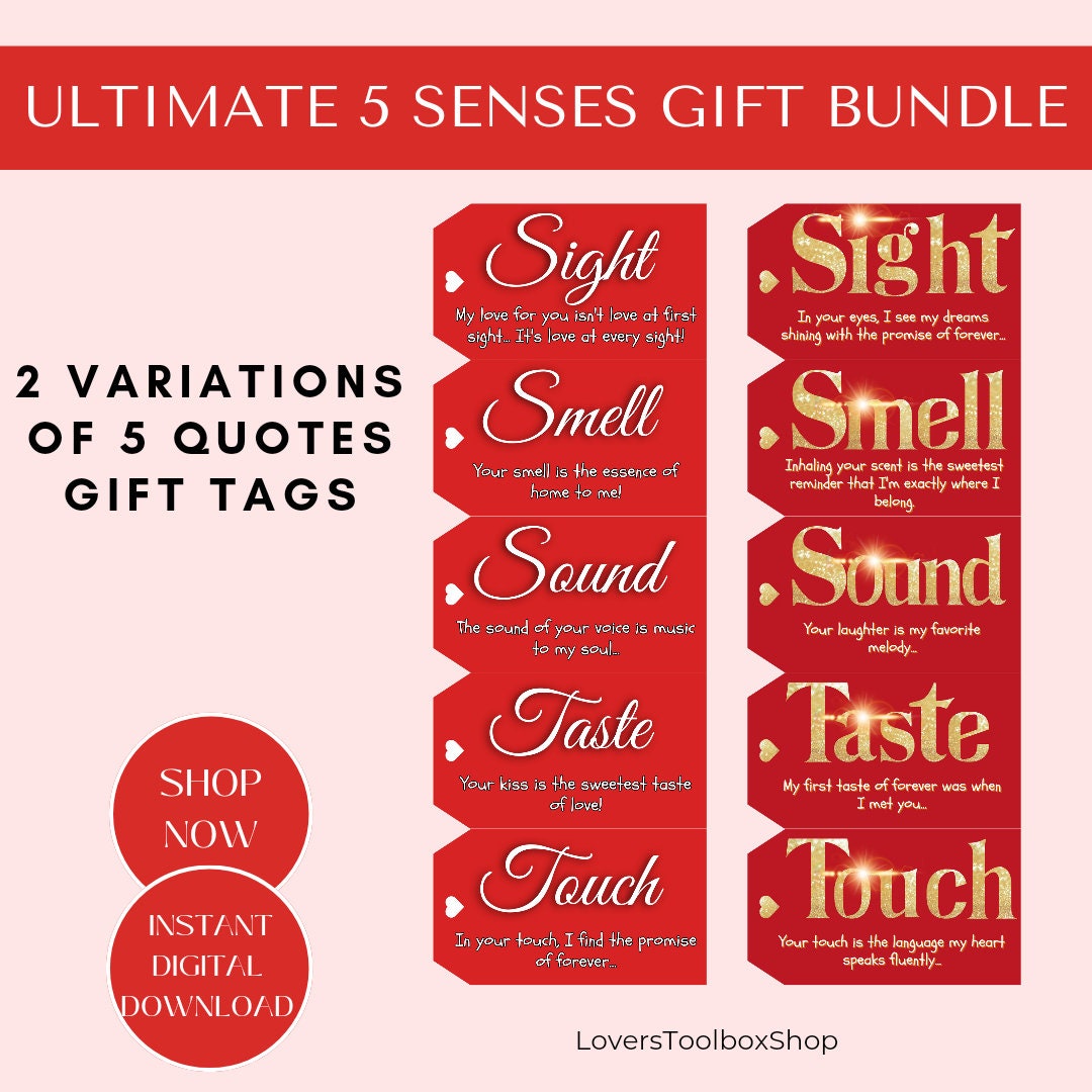 5 Senses Gift Tags, Cards & Ideas - Gift for Boyfriend, Girlfriend ...