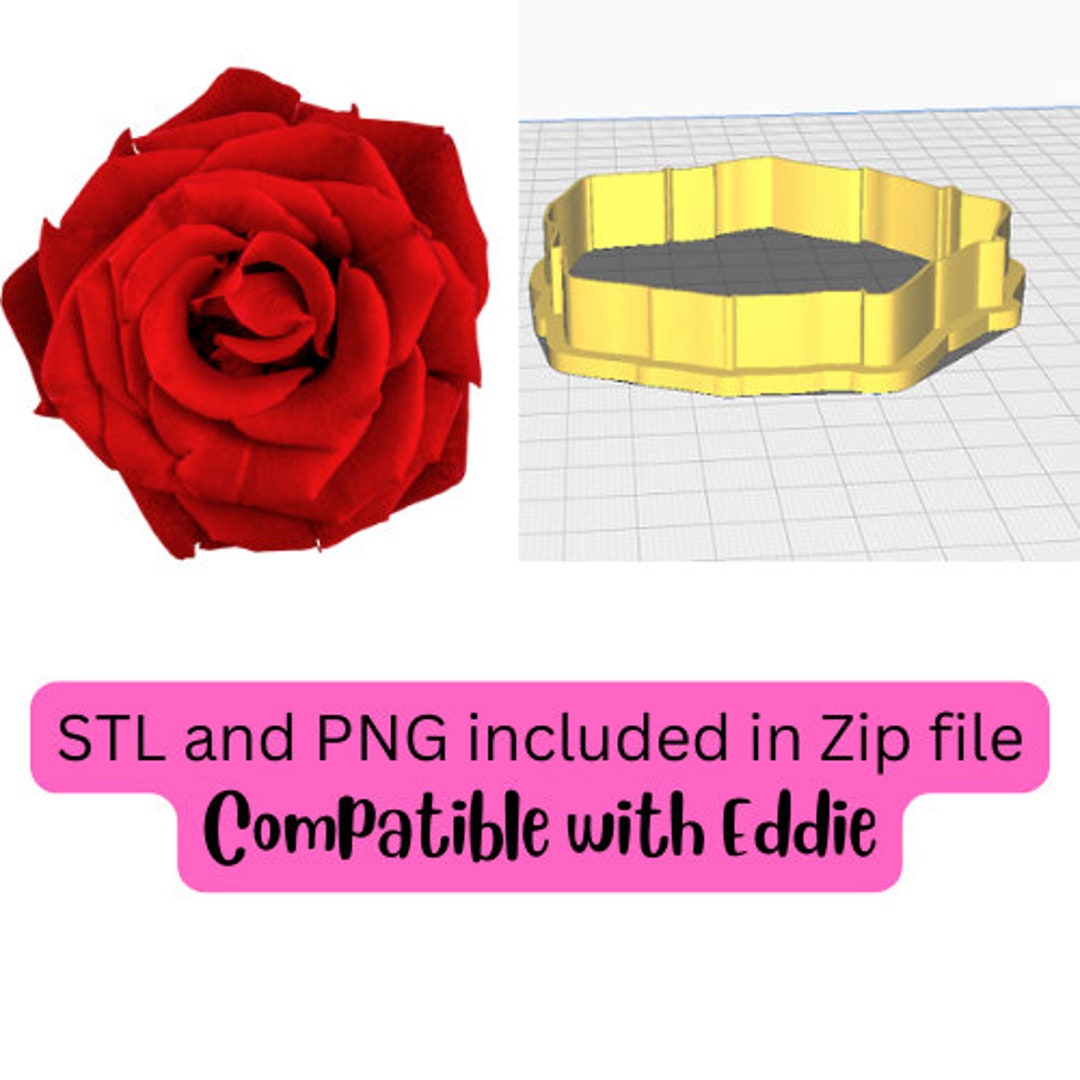Red Rose STL and PNG Cookie Cutter File Eddie - Etsy