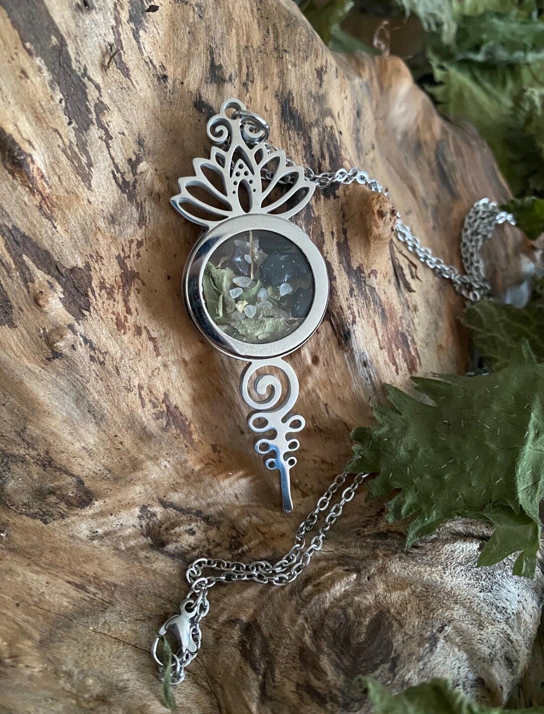 Protective Talisman Pendant, Plants and Natural Stones - Etsy