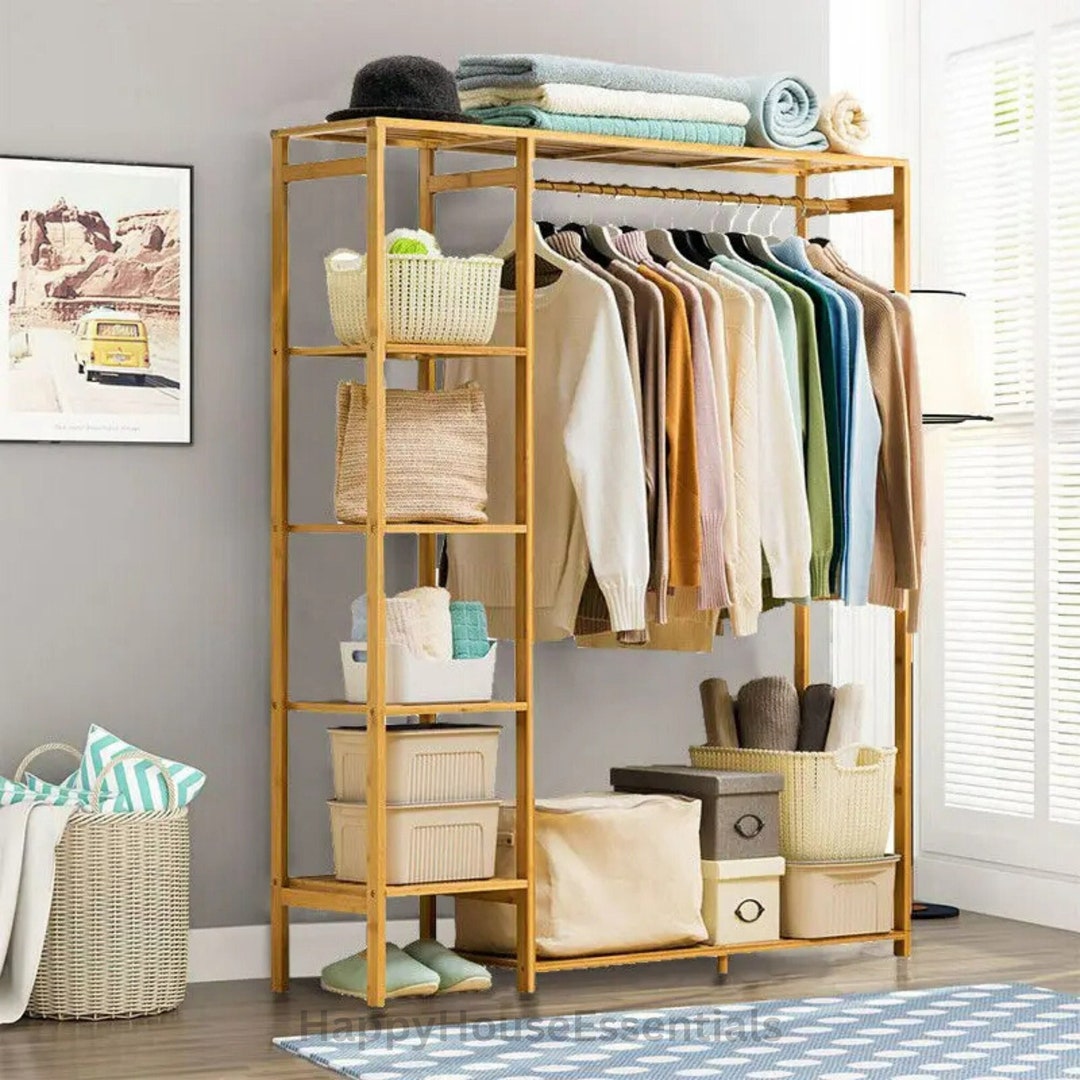 Bamboo Wood Clothing Rack Hanging Rack Stand Clothes Rack Garment Rack ...