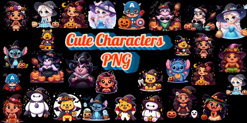 Cute Halloween Characters PNG, Cute Halloween Png Bundle, Spooky Season ...
