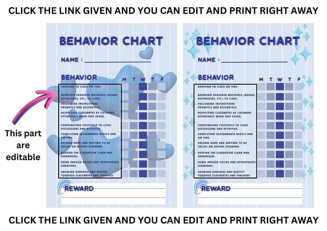 Behavior Chart Printable Behavior Chart for Kids at Home Behavior Chart ...