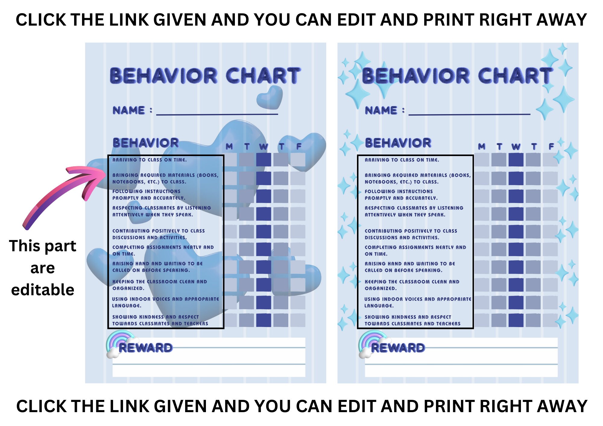 Behavior Chart Printable Behavior Chart for Kids at Home Behavior Chart ...