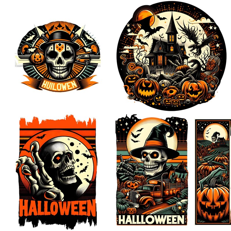 Retro Halloween Bundle PNG: Spooky Vintage Clipart, Digital Download ...