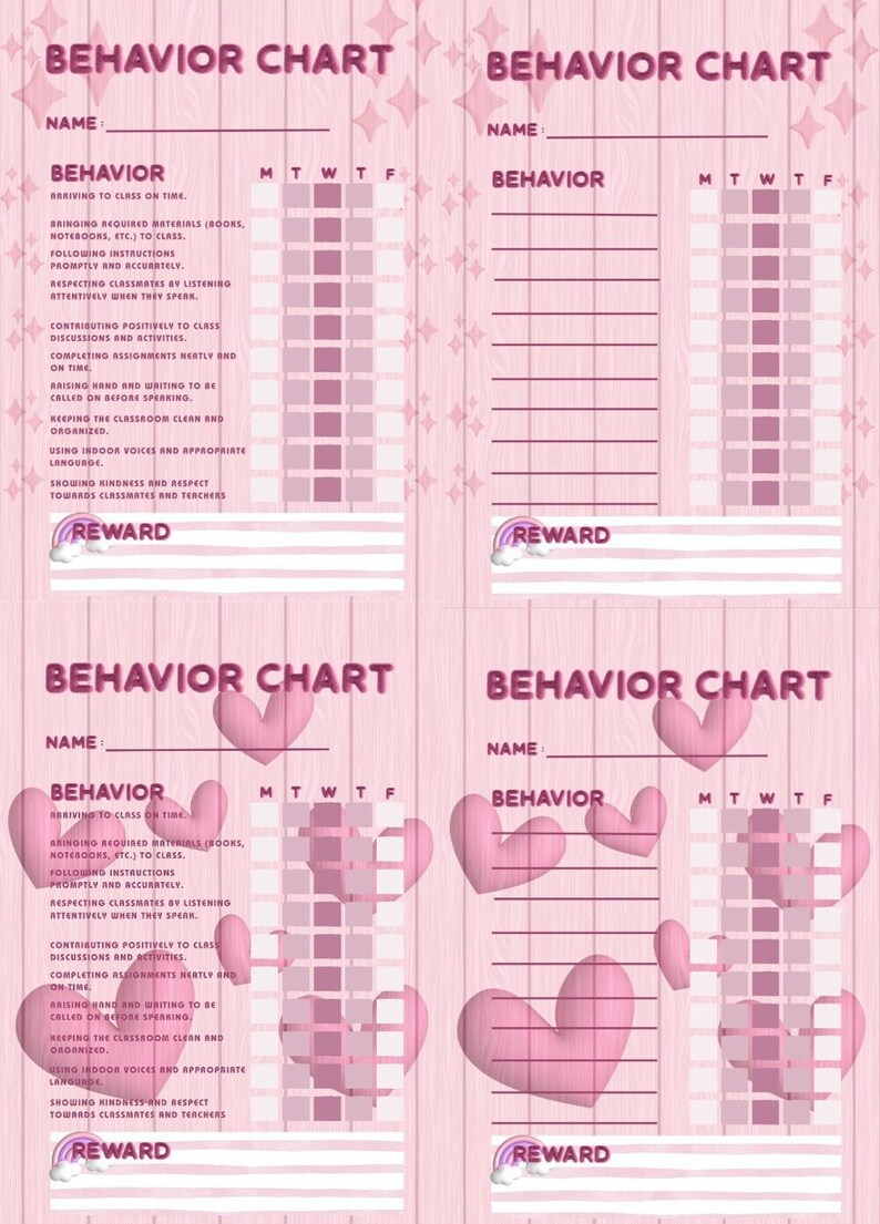 Behavior Chart Printable Behavior Chart for Kids at Home Behavior Chart ...