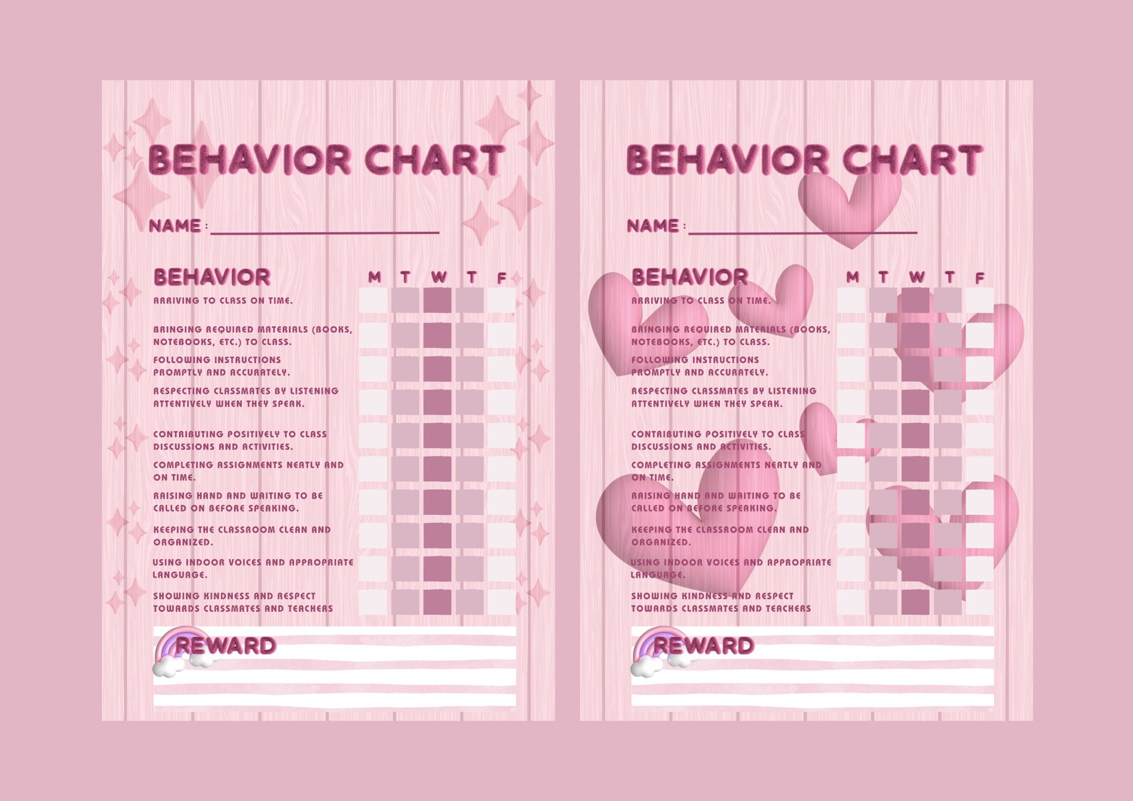 Behavior Chart Printable Behavior Chart for Kids at Home Behavior Chart ...