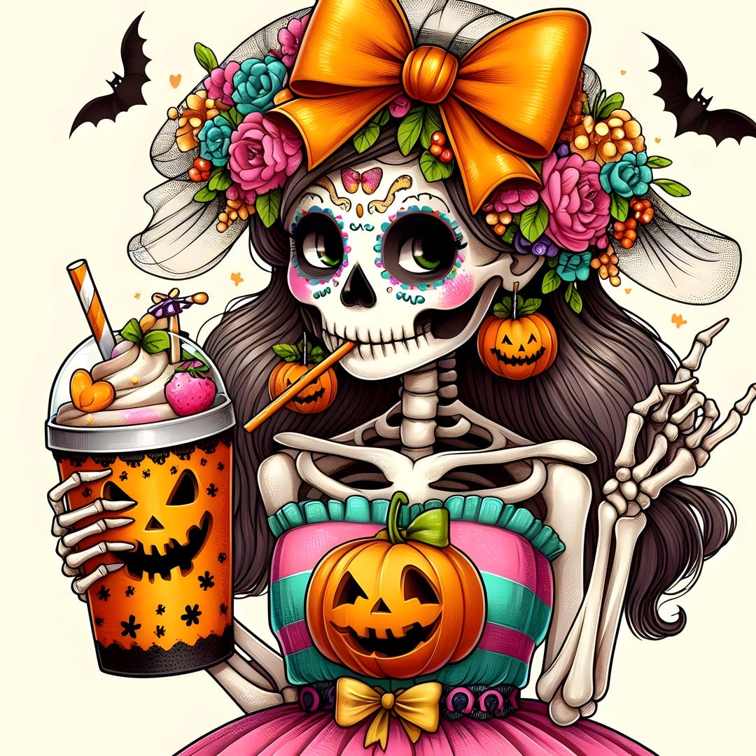 Halloween Skeleton PNG Digital Download, Spooky Clipart, Halloween ...