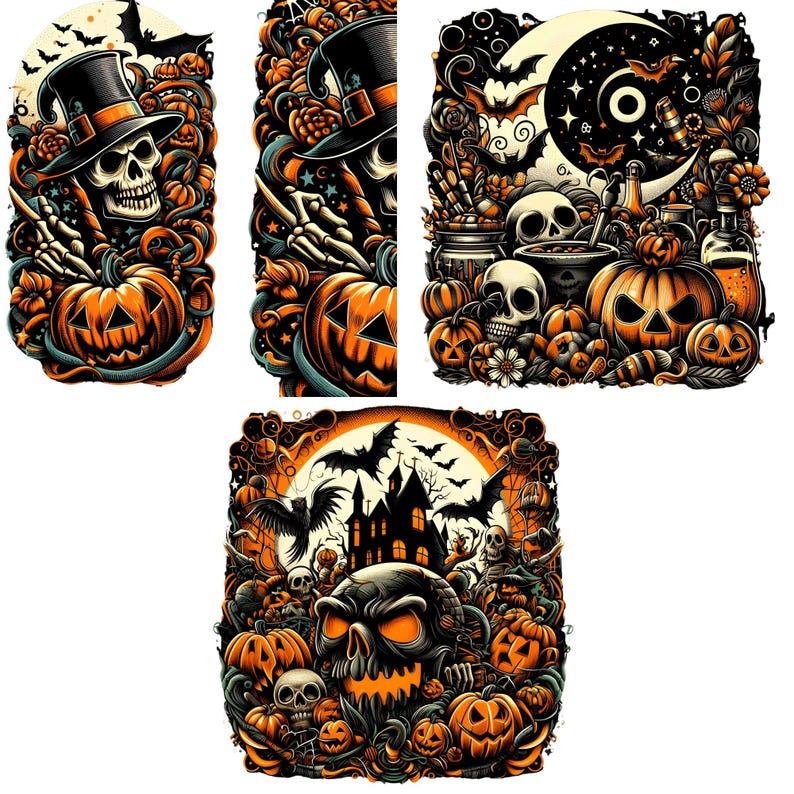 Retro Halloween Bundle PNG: Spooky Vintage Clipart, Digital Download ...