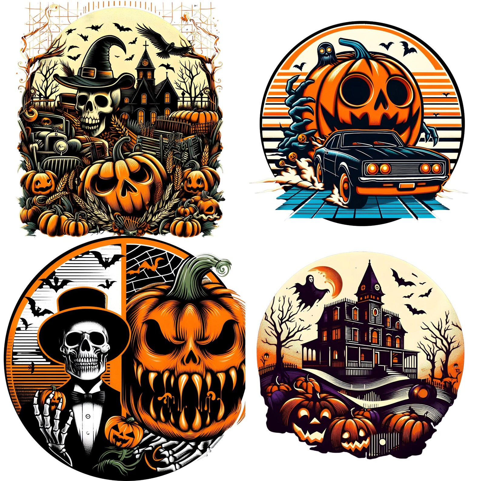 Retro Halloween Bundle PNG: Spooky Vintage Clipart, Digital Download ...
