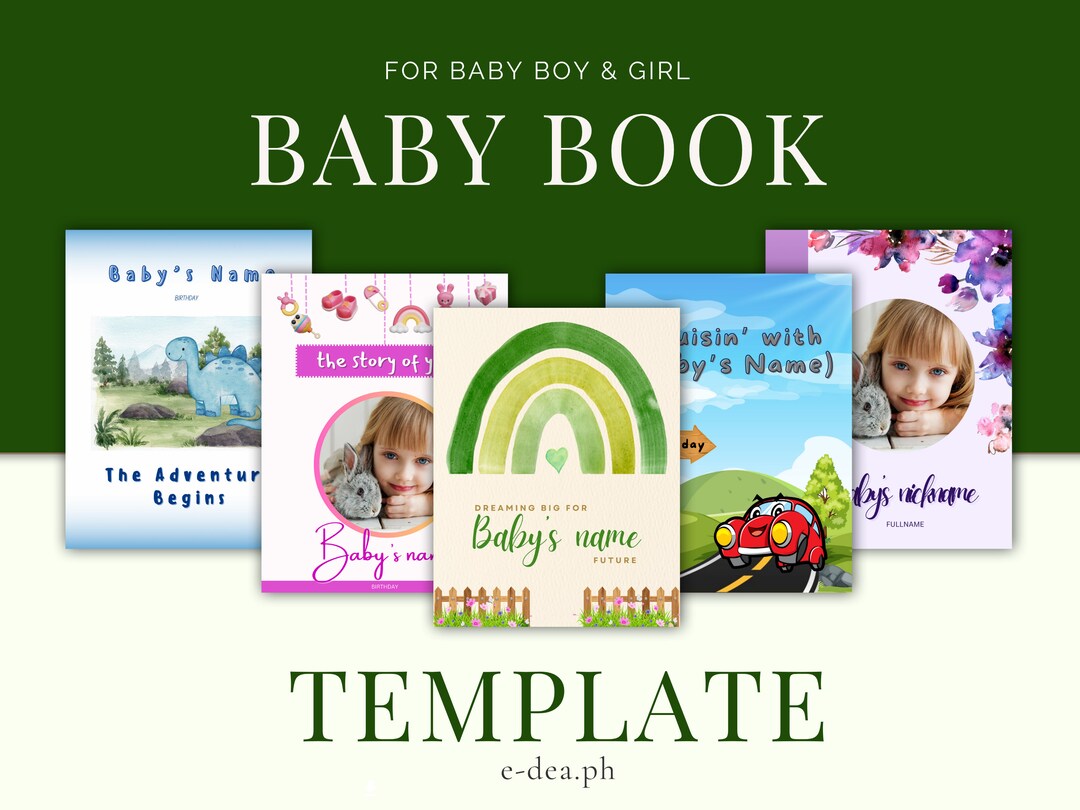 Green Baby Book Template | Baby Gift | Baby Photobook | Personalized ...
