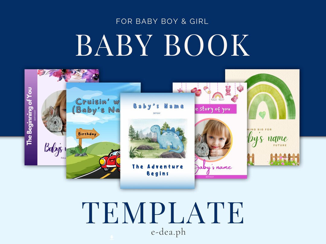 Blue Baby Book Template | Baby Gift | Baby Photobook | Personalized ...