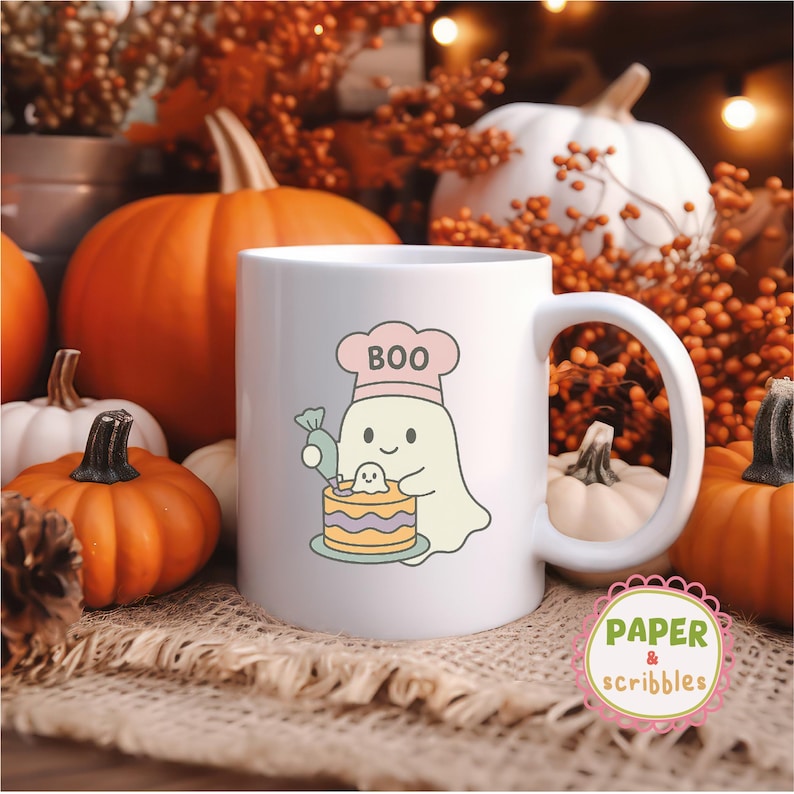 Adorable Ghost Chef - Spooky Delights Digital PNG Image, Spooky Cute ...