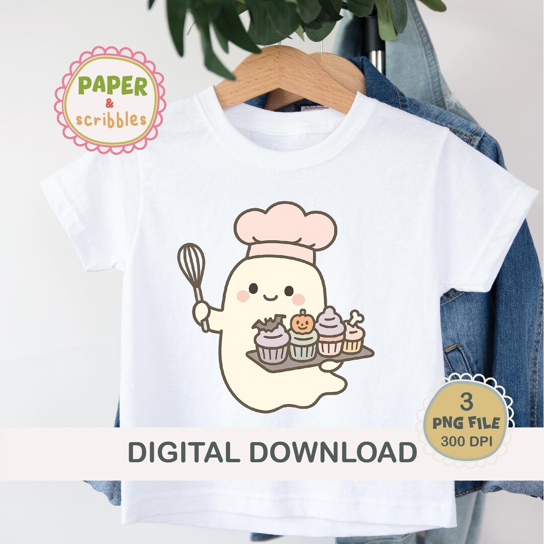 Spooky Ghost Chef Halloween Cupcakes PNG - Cute Kitchen Decor, Hallween ...