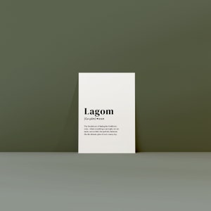 Lagom Definition Print, Minimalist Swedish Lifestyle Wall Art ...