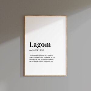 Lagom Definition Print, Minimalist Swedish Lifestyle Wall Art ...