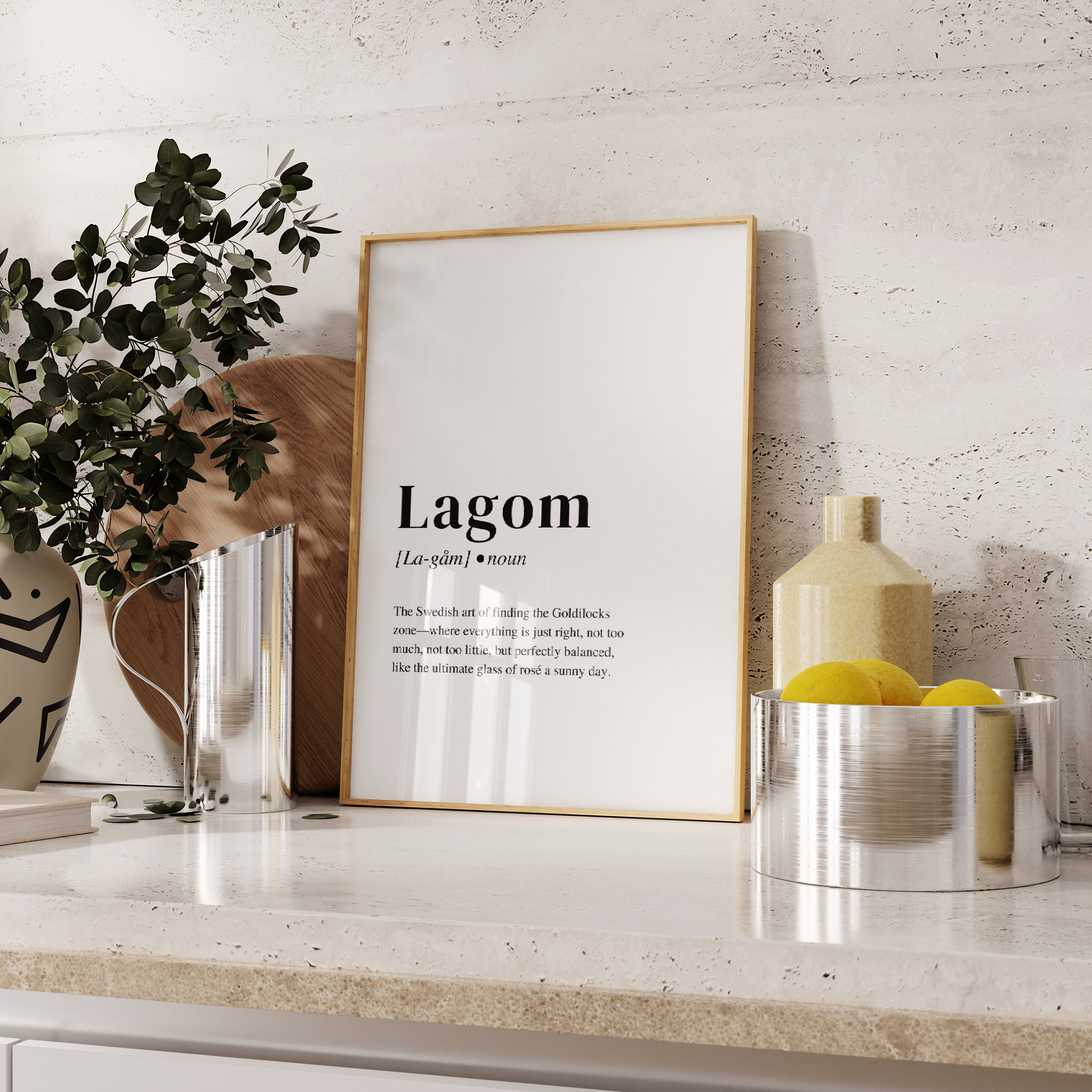 Lagom Definition Print, Minimalist Swedish Lifestyle Wall Art ...