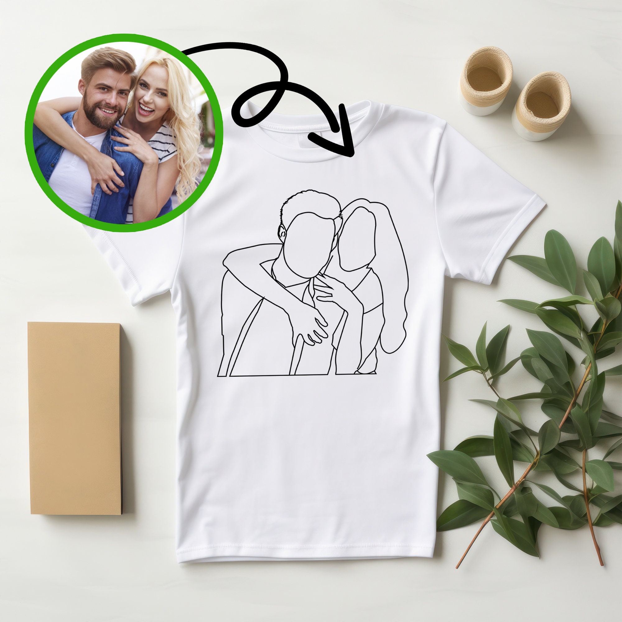 Custom Portrait Photo Tee Shirt, Personalized Picture Outline ...