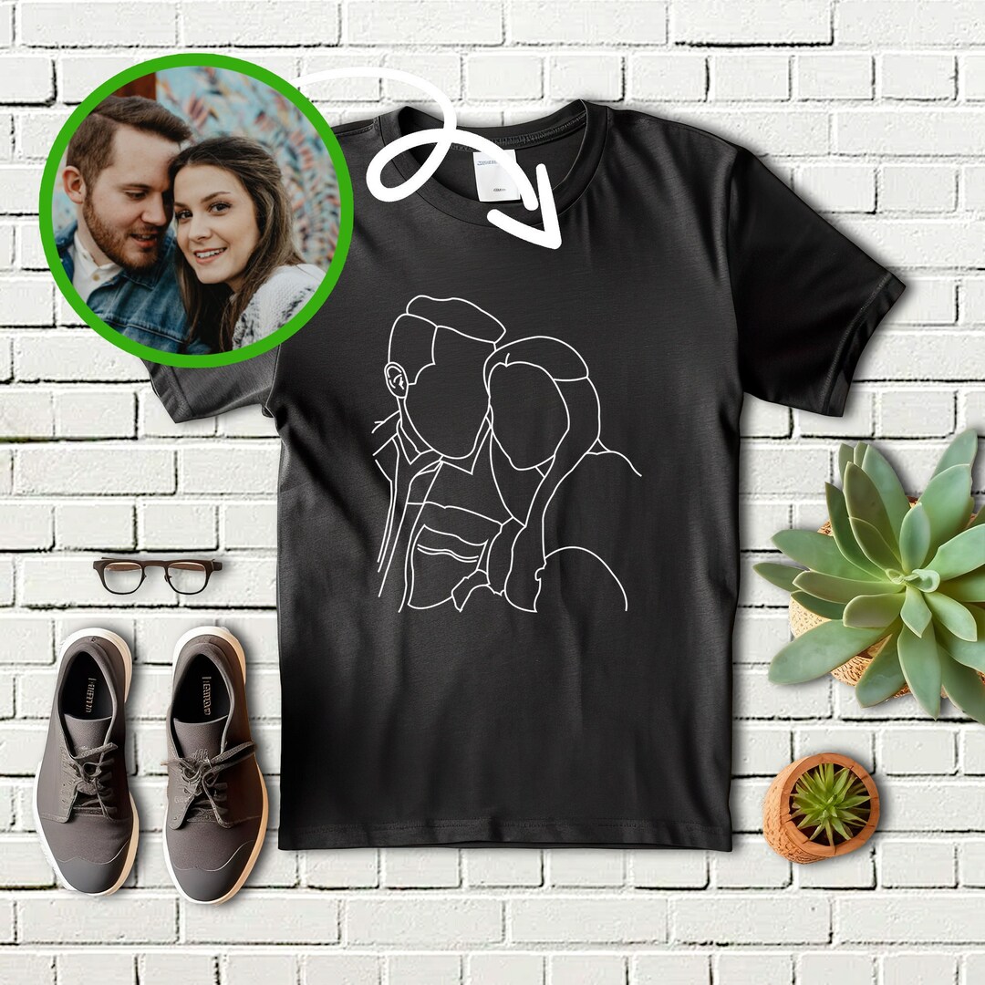 Custom Portrait Photo Tee Shirt, Personalized Picture Outline ...