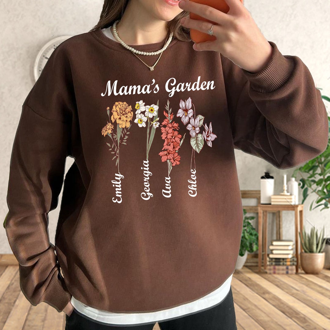 Personalized Birth Flower Mama Sweatshirts, Mom Custom Kids Name ...