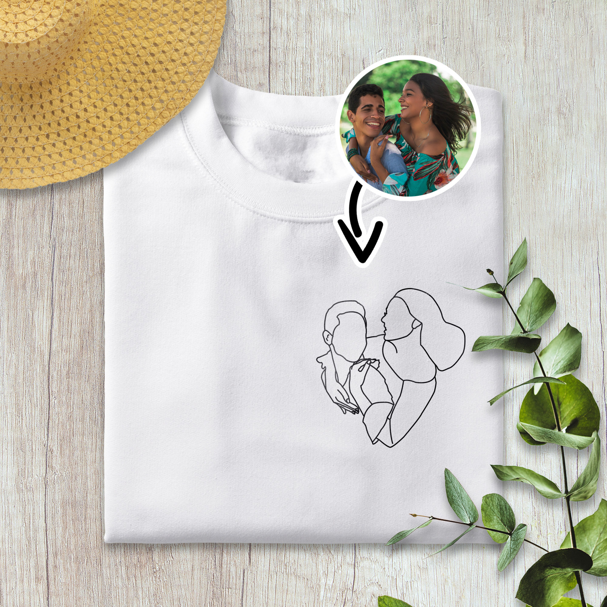 Custom Portrait Photo Tee Shirt, Personalized Picture Outline ...