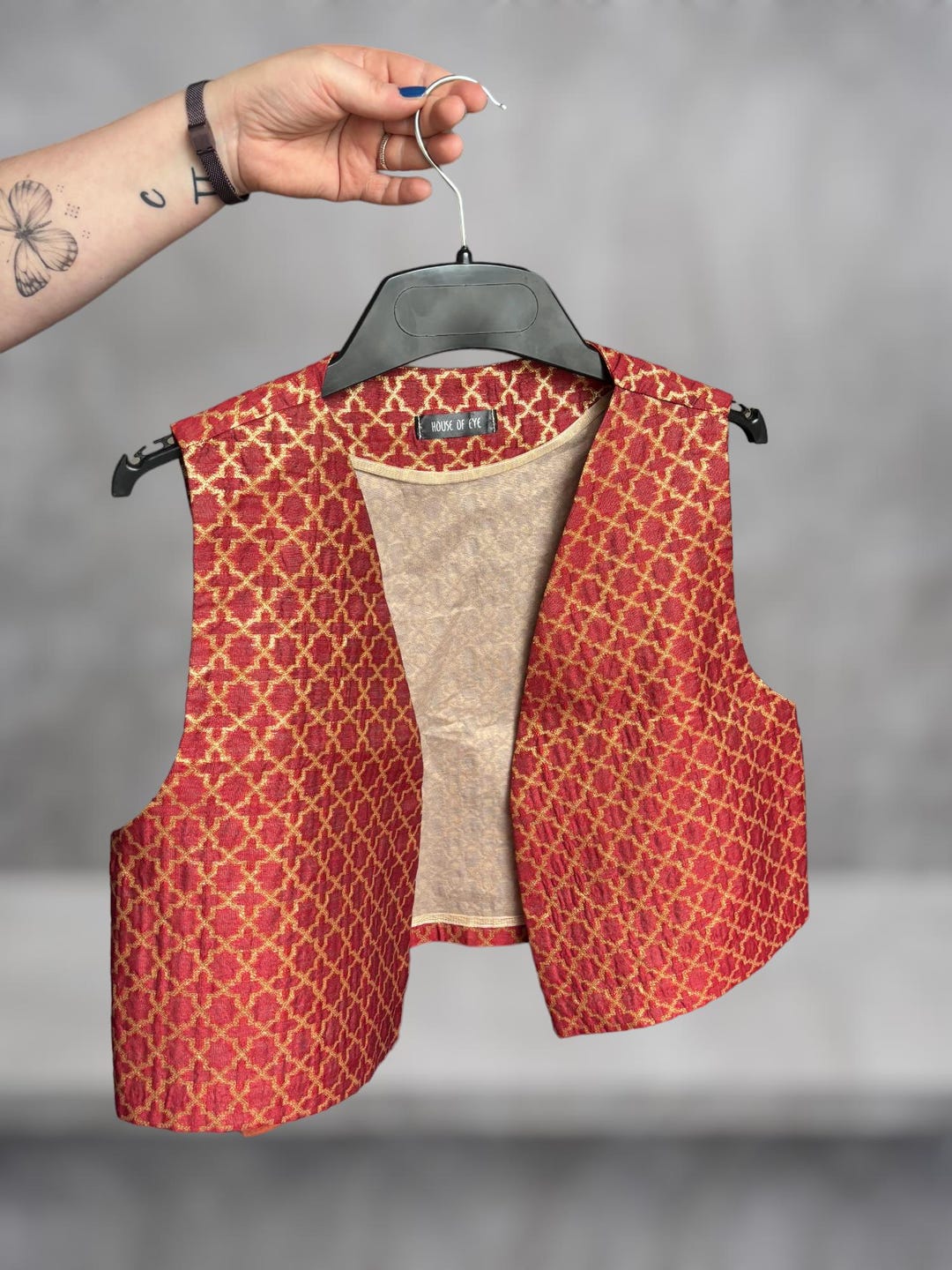 Handmade Persian Vest | Unisex Red Embroidered Cotton Vest ...
