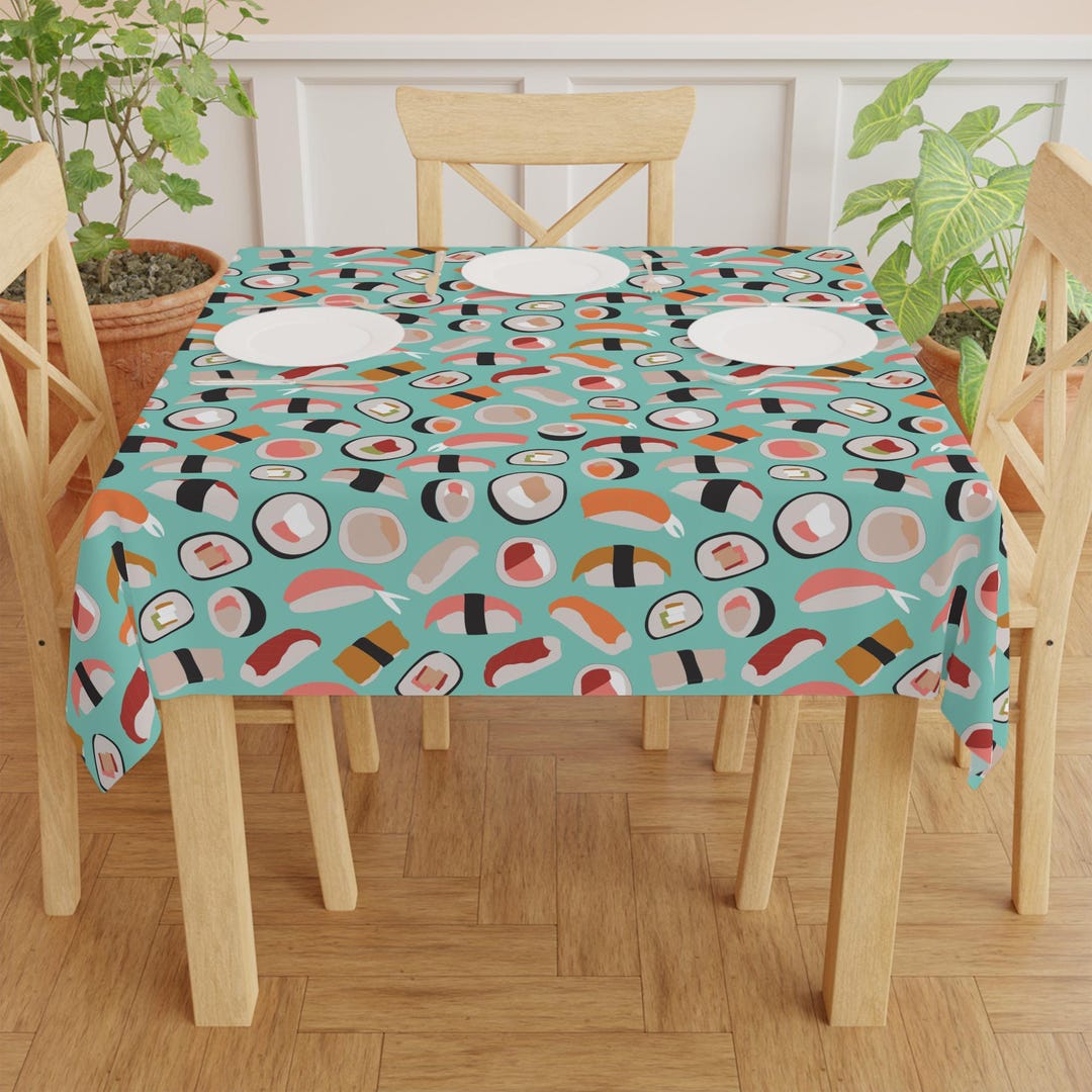 Bright & Colorful Hand-drawn Sushi Table Cloth - Etsy