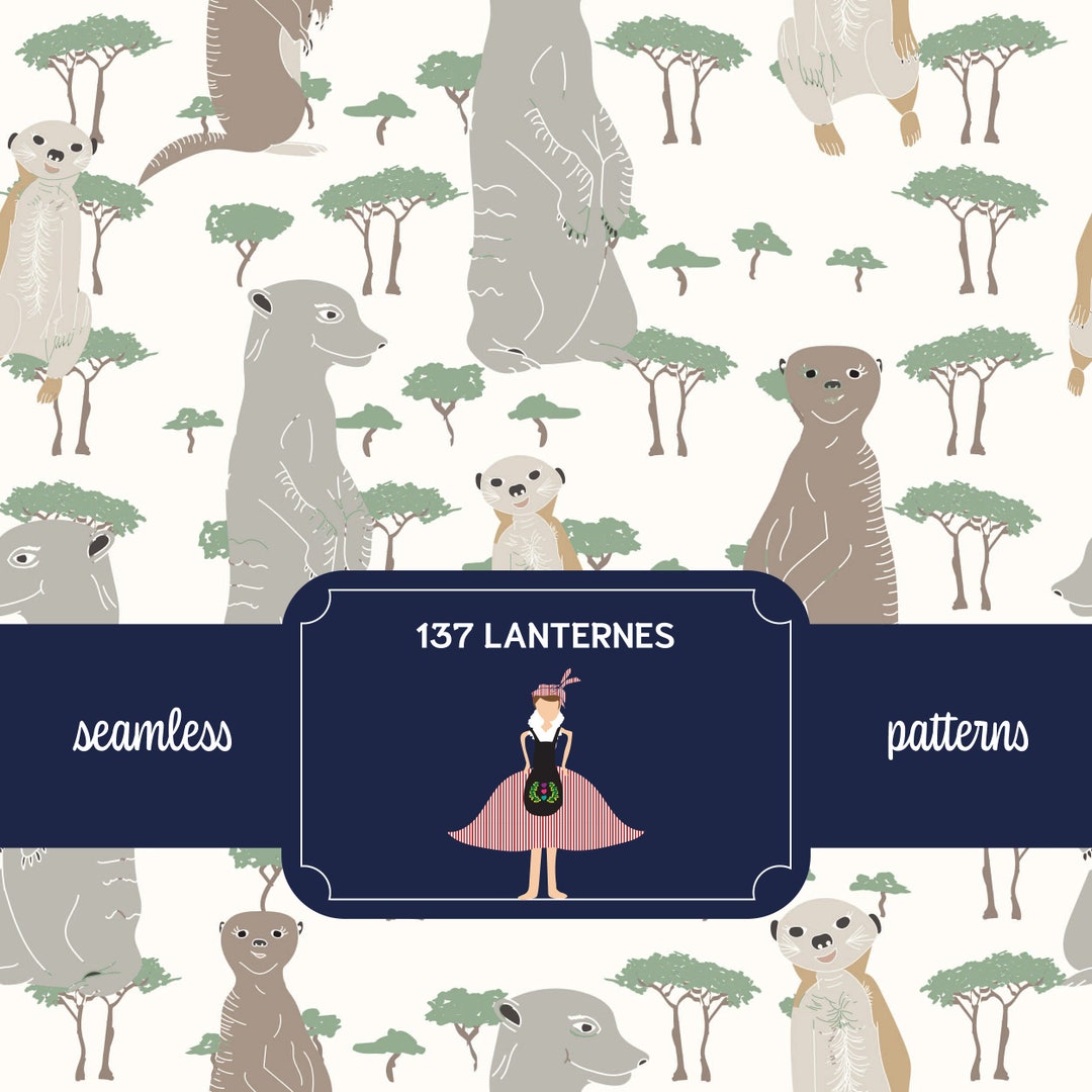 Prairie Meerkat Art Fun African Animals JPEG and PNG Set Trendy Safari ...