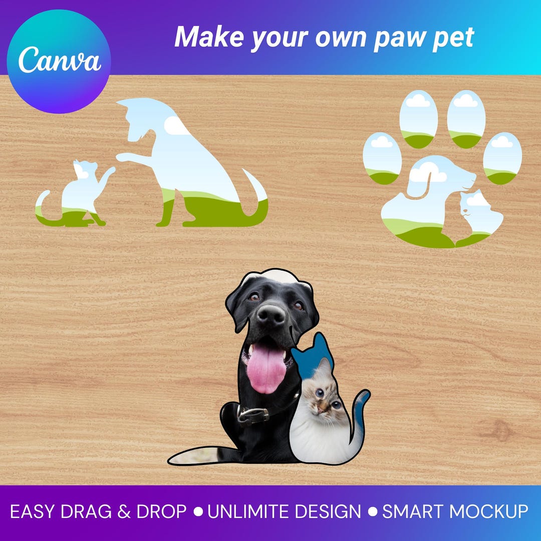Dog and Cat Mockup Template, Canva Mockup, Dog Mockup, Cat Mockup, Pet ...