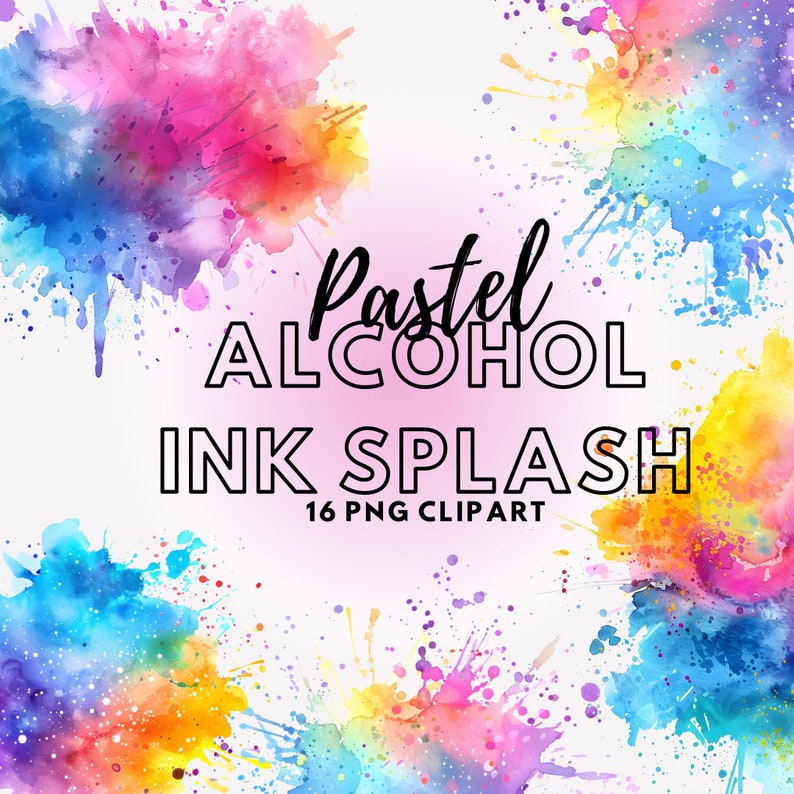 16 Pastel Alcohol Ink Splash Clipart for Commercial Use Download, Ink ...