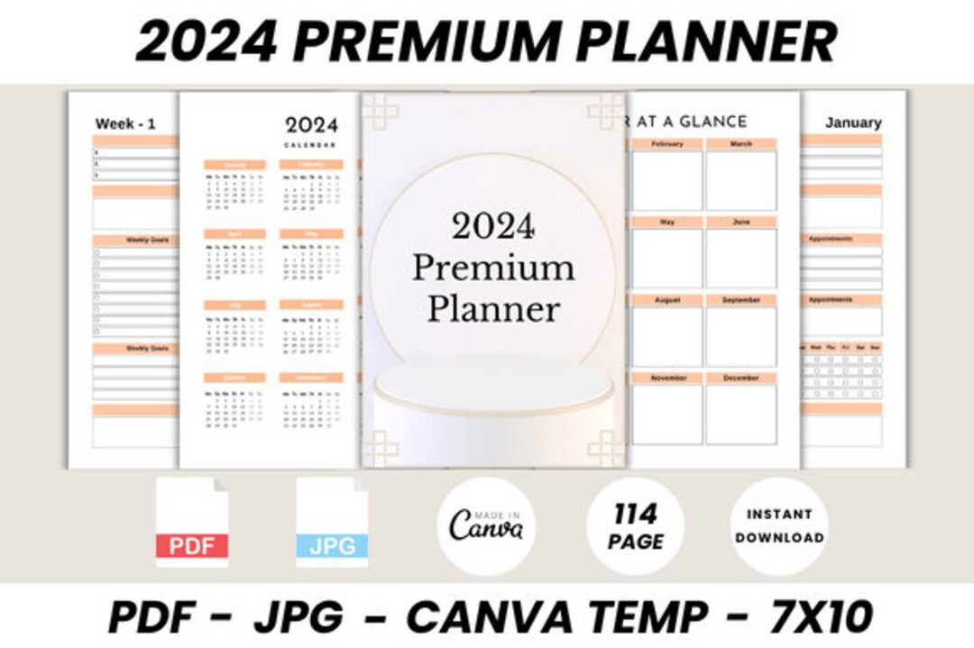 Editable Canva Digital 2024 Planner - Printable Premium Planner ...