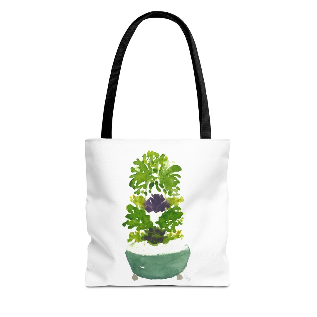 Green Vertical Garden Planter Watercolor - "grow Big or Go Home" Tote ...