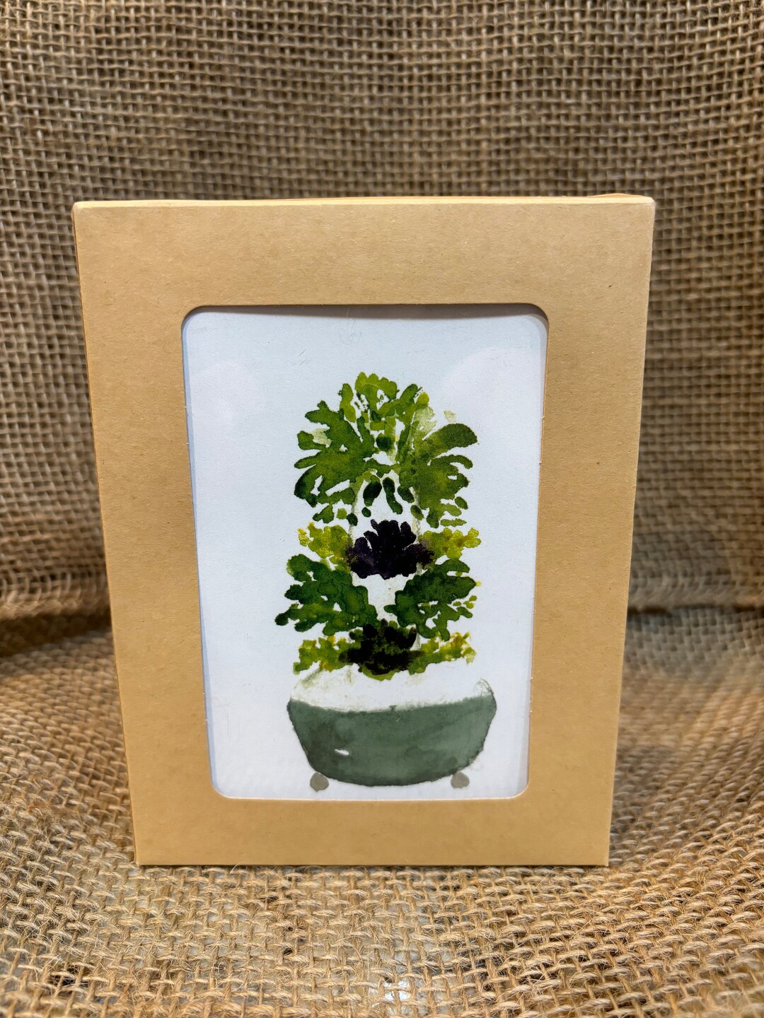 Green Vertical Garden Planter Watercolor Card Set Box of 10 Blank 4x6 ...