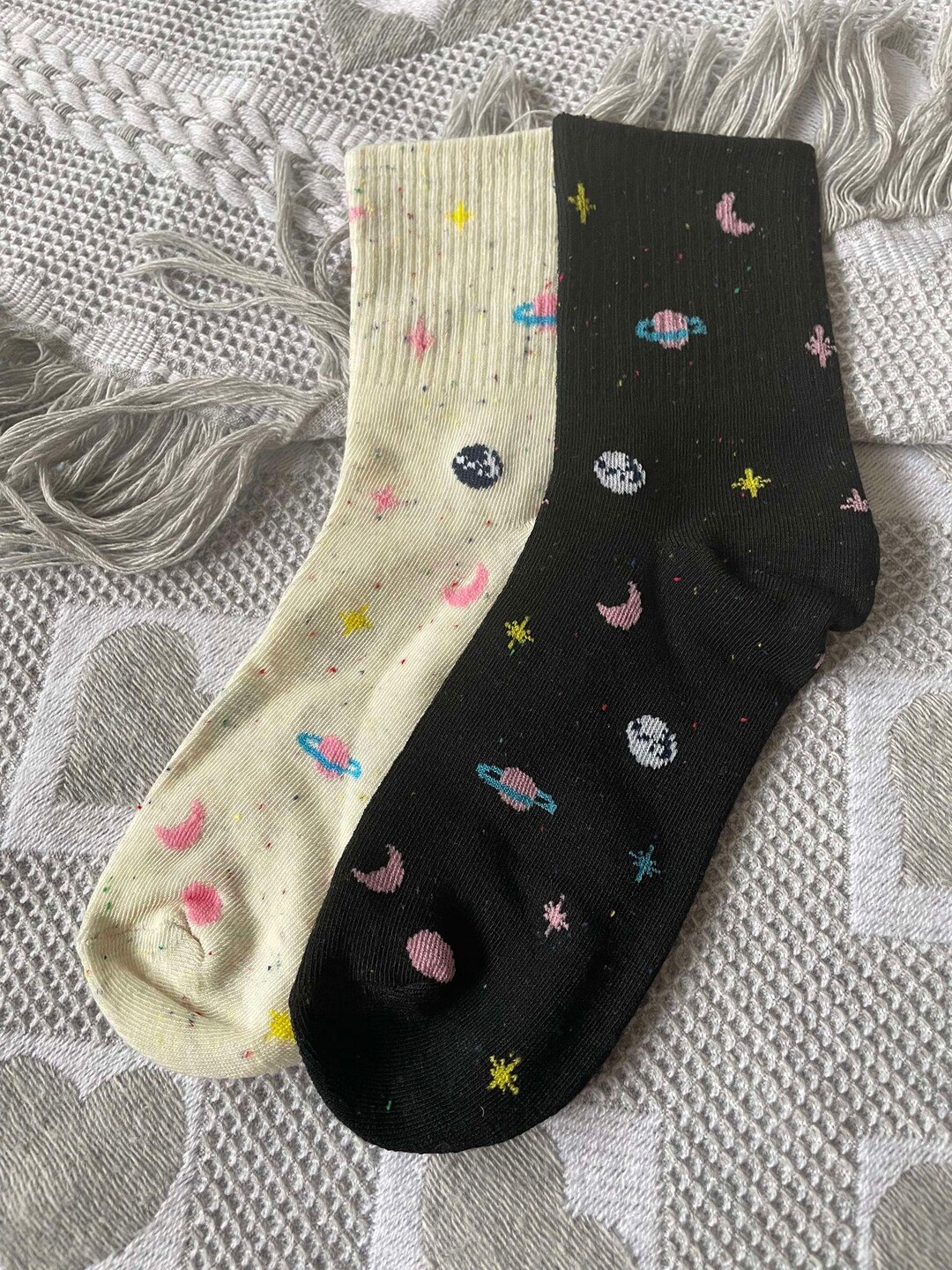 Combed Cotton Space Themed Socks, Cotton Socks, Luxury Socks, Combed ...