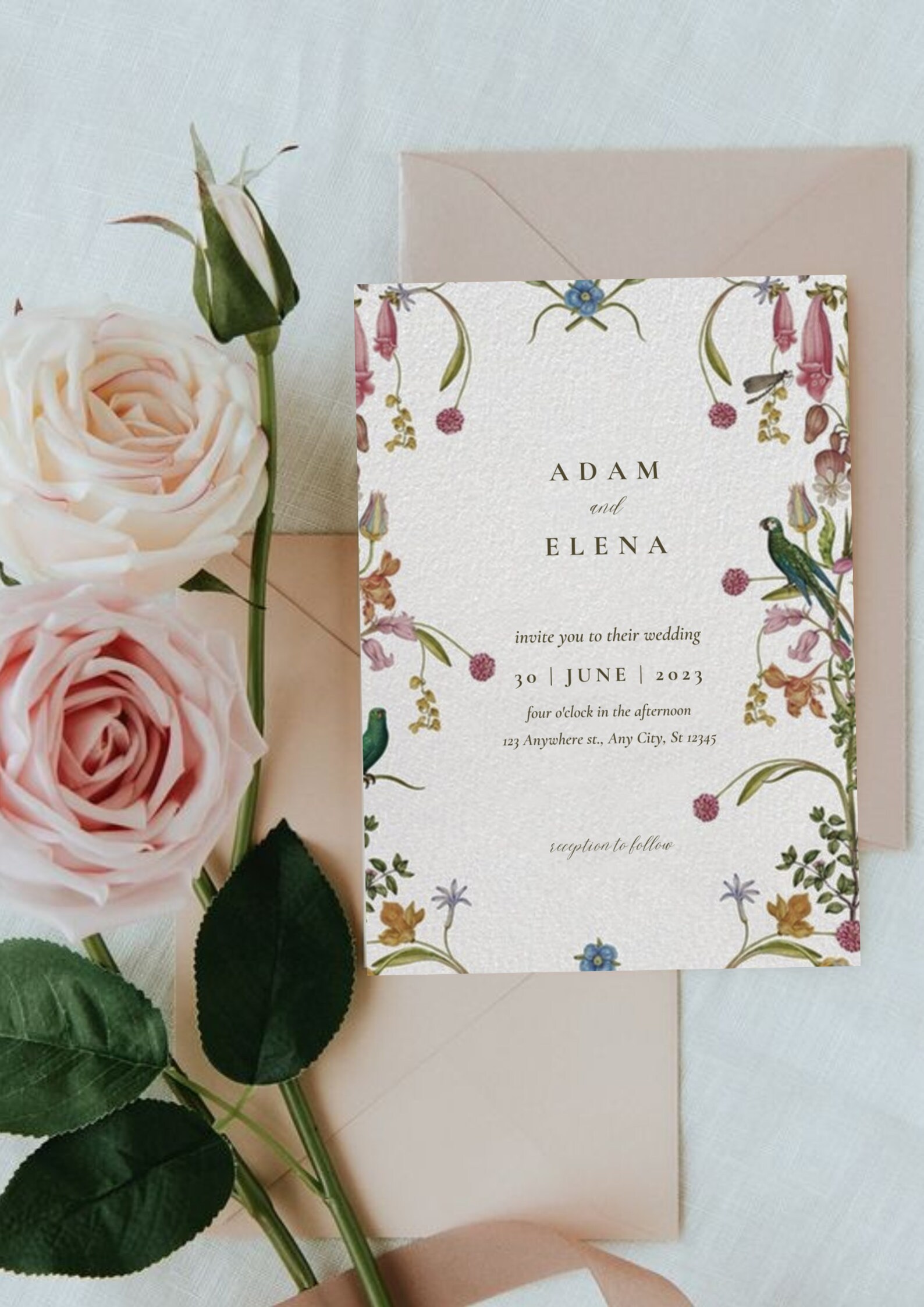Pretty Wedding Invitation Template Editable Customizable Invite Garden ...