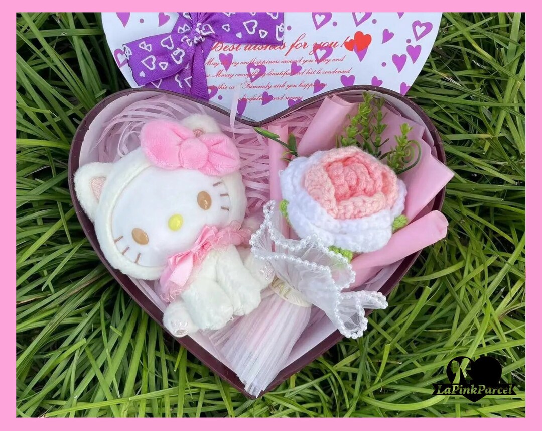 Hello Kitty Flower Box Flower Gift Box, Plushy Gift Box, Sanrio Gifts ...