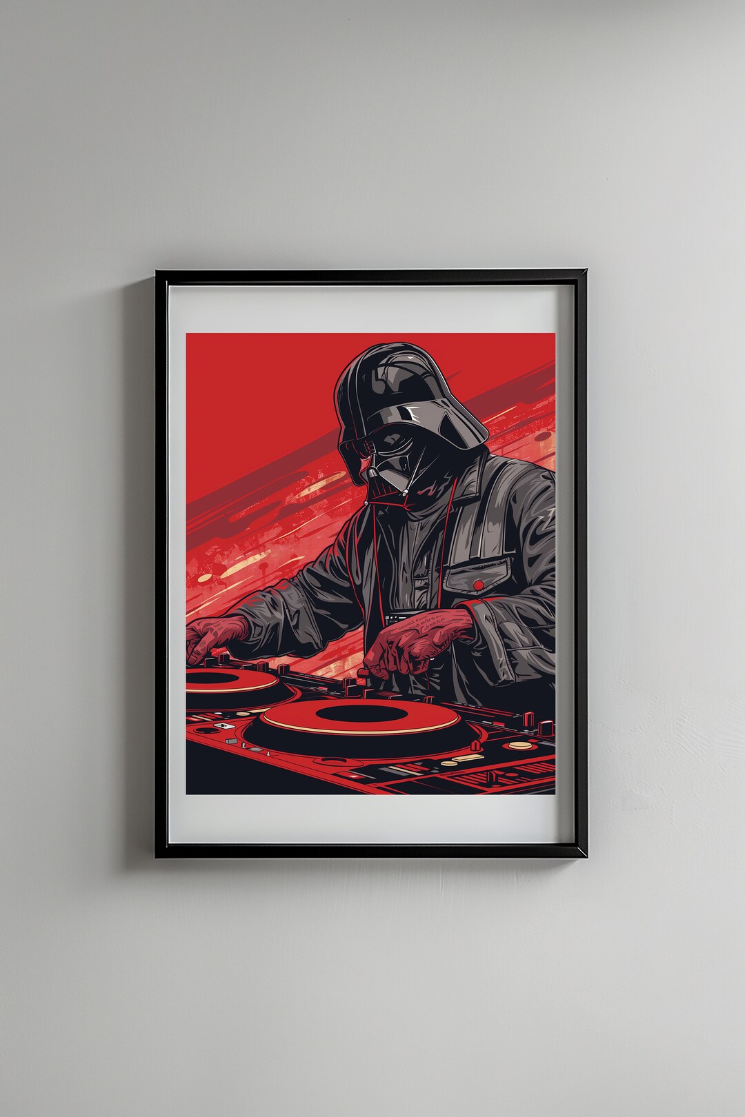 Darth Vader DJ Mad Magazine Style Action-packed Design Vibrant Red ...
