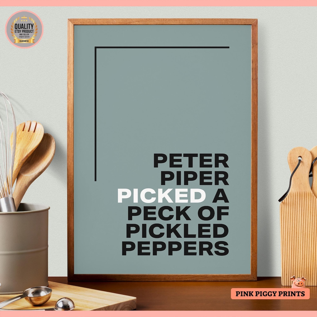 DIGITAL ART Fun Tongue Twister 'peter Piper Picked a Peck of Pickled ...