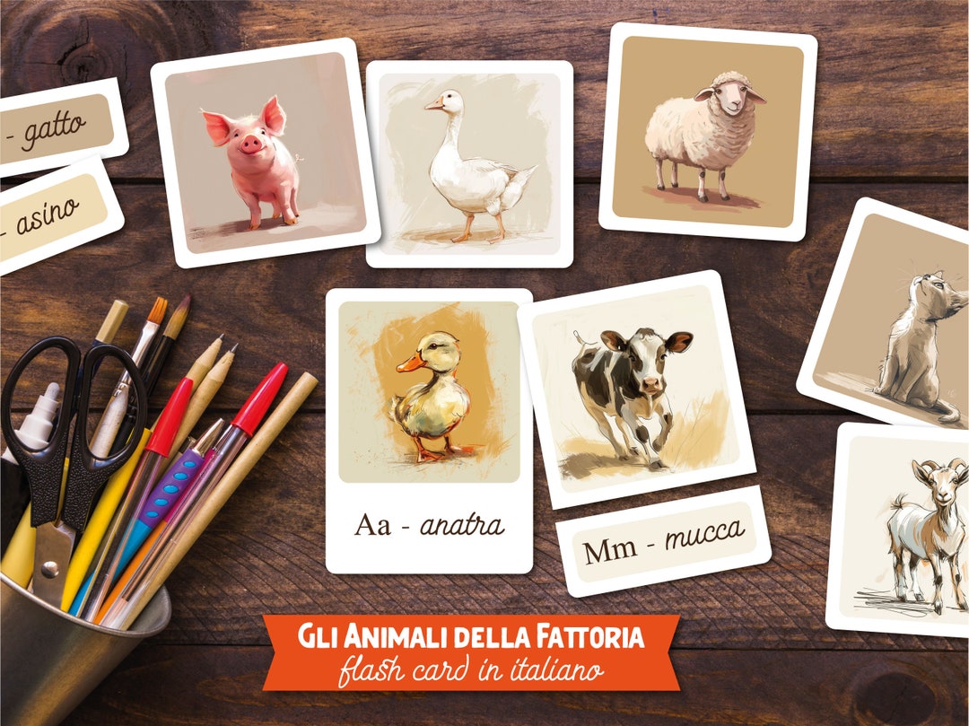 Farm Animals Printable Flash Cards. Montessori Nomenclature Cards. 16 ...