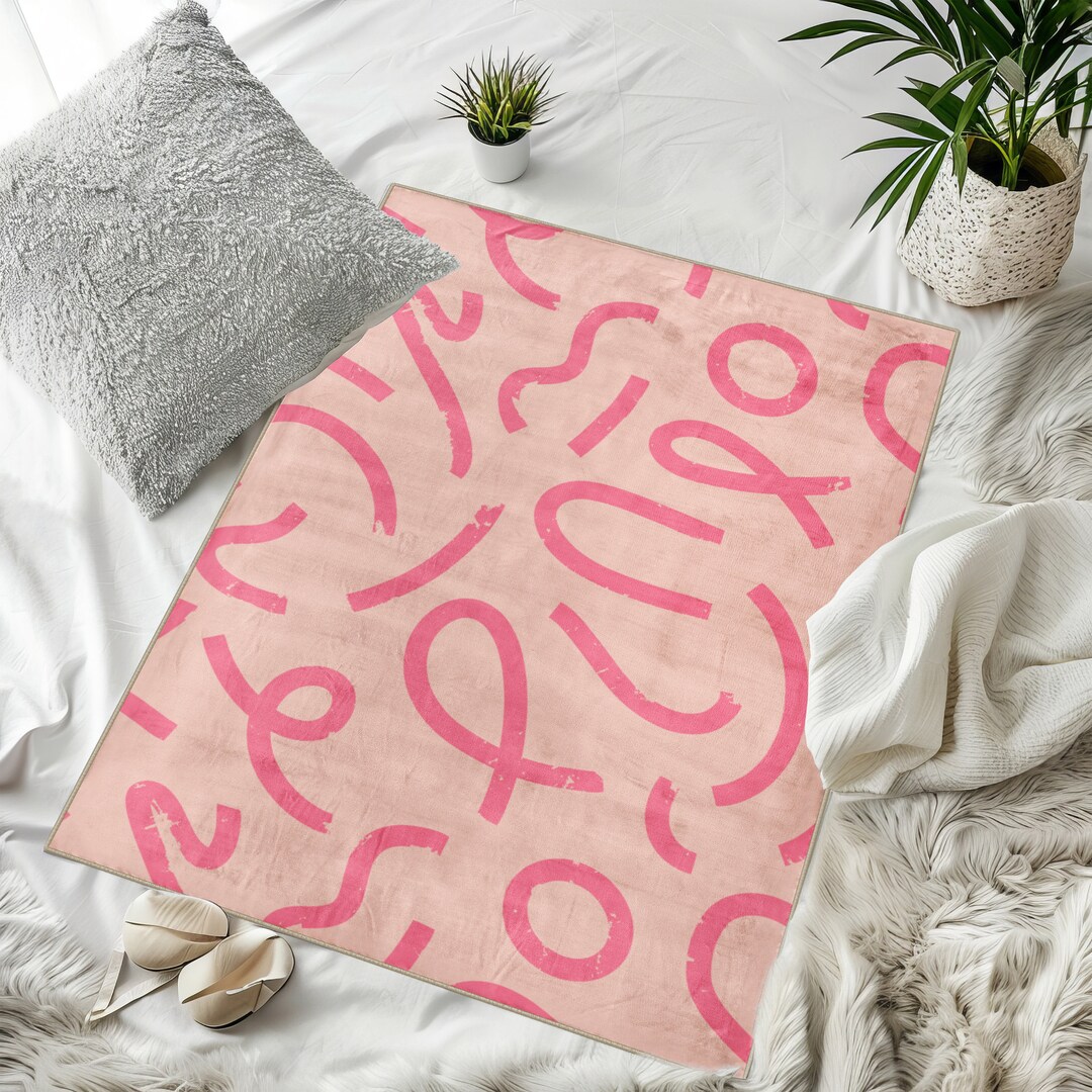 Abstract Pink Rug, Elegant Home Design, Easy to Clean, Unique Area Rug ...