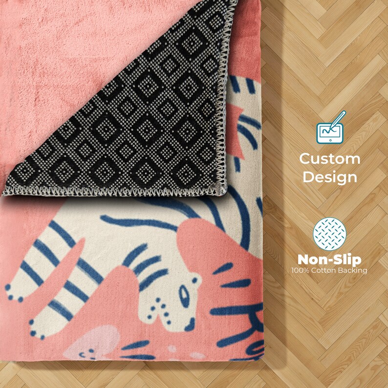 Pink Tiger Area Rug, Cute and Cuddly Cat Design Rug, Bold Area Rug ...