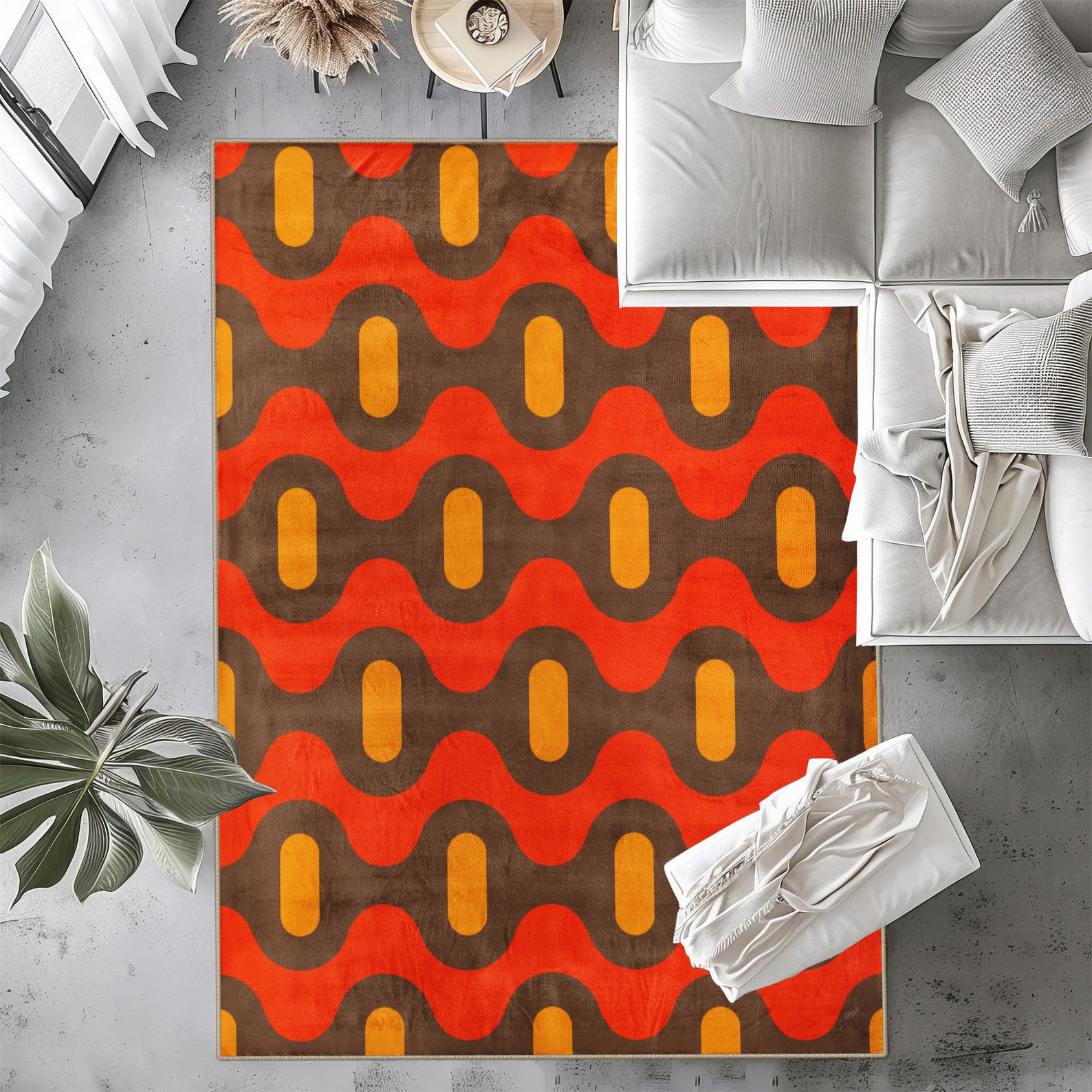 Retro Style Carpets, Neutral Tones, Vintage Inspired Area Rug, Living ...