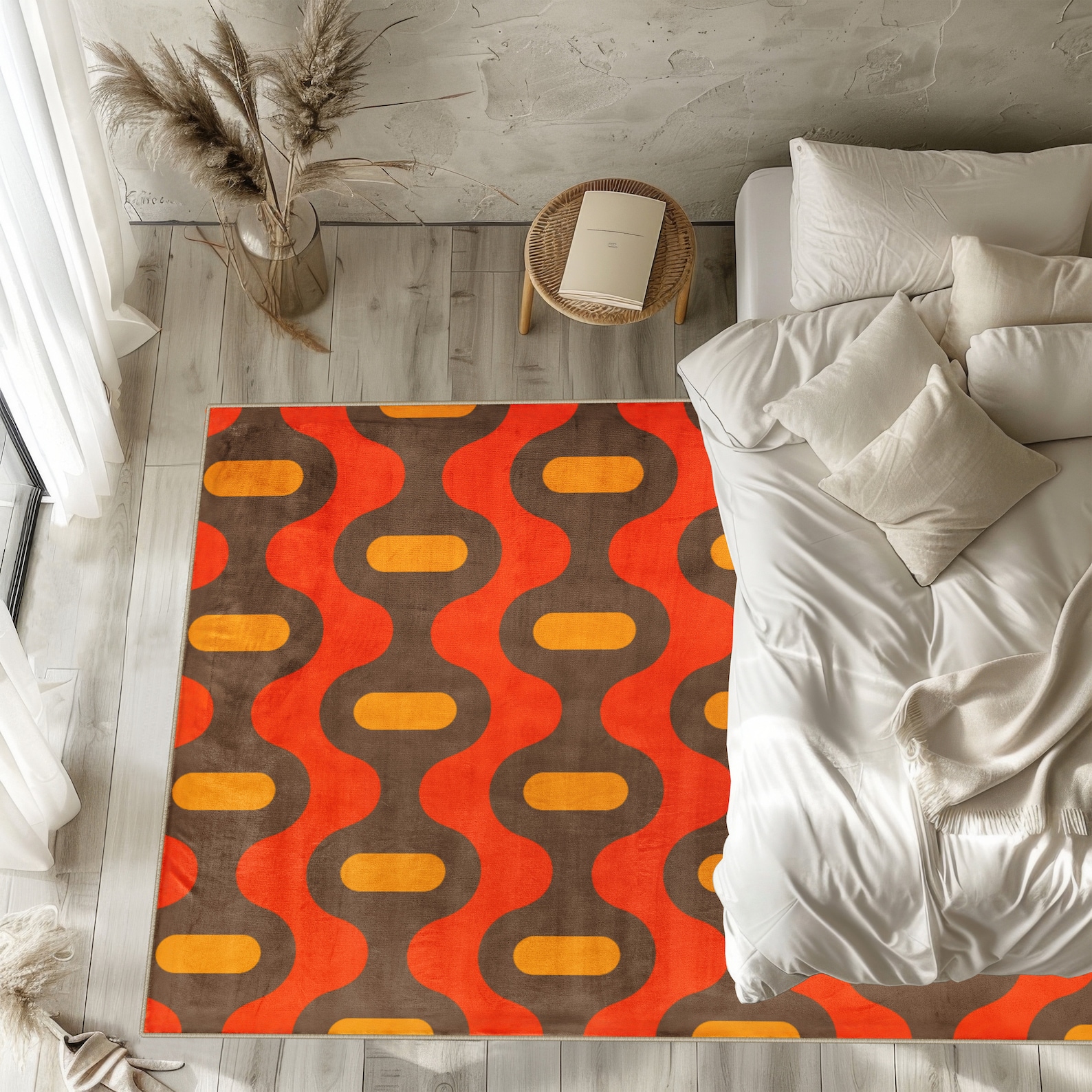 Retro Style Carpets, Neutral Tones, Vintage Inspired Area Rug, Living ...