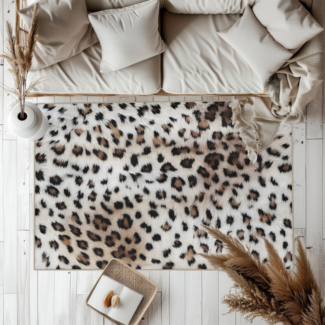 Large Leopard Rug, Animal Print Area Carpet, Eclectic Room Decor ...